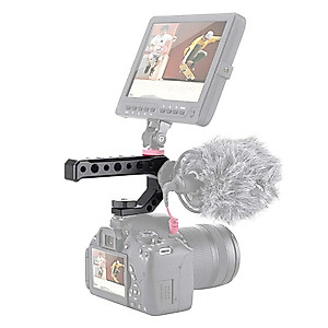 EVTSCAN Camera Handle Grip with 3 Cold Shoe, Universal Video Action Stabilizing Handle Grip Camera Cold Shoe Mount Adapter, 1/4" 3/8" Holes Mount