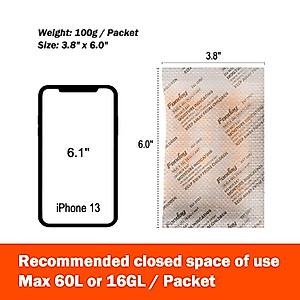 100Gram [4 Packets] Fonday Rechargeable Silica Gel Desiccant Packets Food Grade Fast Reactivate Desiccant Bags Moisture Indicating Orange to Green