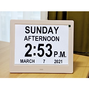 Véfaîî Digital Clock 2.0 with Date and Time for Elderly, 19 Alarms Custom Reminders, Dementia Clock for Seniors, Loud Alarms, Auto DST, Memory Function, Easy to Read (8" Large Black)