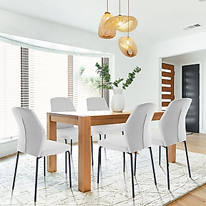 Zerifevni Set of 4 Dining Chair Modern Elegant Side Chairs Leather Durable Wide Cushion for Kitchen Room (4-White)