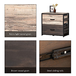 Vinsetto Lateral Office File Cabinet with 2 Large Drawers and Adjustable Metal Hanging Bars for A4, Letter and Legal Sized Files, Storage Organizer, Brown/Black