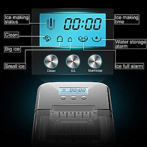 COSTWAY Countertop Ice Maker, 26LBS/24H with Self-Clean Function, LCD Display, 9 Bullet Ice/ 7 Mins, Portable and Compact Ice Machine with Ice Scoop, for Homes, Offices, Bars, Stainless Steel