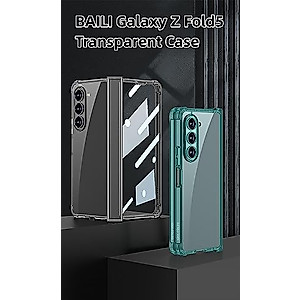 BAILI Galaxy Z Fold5 Transparent Case,HD Clear TPU Cover for Samsung Galaxy Z Fold5,Ultra-Slim Z Fold5 Case Built-in Screen Protector,Crystal Clear Four Corners Protective Cover for Fold5-Clear
