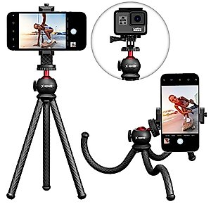 Xenvo SquidGrip Flexible Cell Phone Tripod and Portable Action Camera Holder - Compatible with iPhone, GoPro, Android, Samsung, Google Pixel and All Mobile Phones