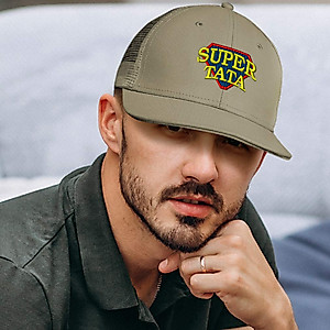 Speedy Pros Trucker Hat Baseball Cap Super Tata Romanian Embroidery Cotton Dad Hats for Men & Women Snapback Grey