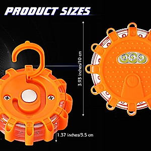 LED Roadside Safety Flares Emergency Flare Lights Flashing Warning Lights Bulk Roadside Safety Beacon Disc Pack with Magnetic Base and Hook for Car Truck Vehicles Boat (100 Pieces)