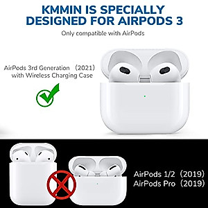 Airpods 3 Case Cover, Waterproof Airpods 3rd Generation Case with Keychain, KMMIN Hard TPU Protector for AirPod 3rd Gen,Wireless Charging Airpods Accessories for Men Women,Front LED Visible Light