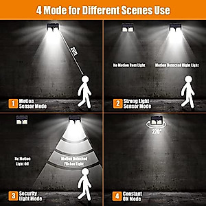 Kzeipio Solar Outdoor Lights, 333 LED Motion Sensor Security Lights, 4 Lighting Modes and IP65 Waterproof with Wireless Wall Lights for Garden, Patio, Yard, Garage