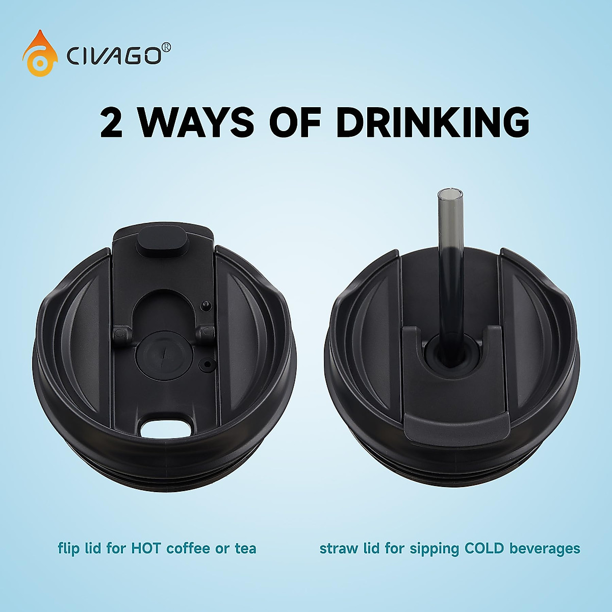 CIVAGO 20 oz Tumbler Mug with Lid and Straw, Insulated Travel Coffee Mug with Handle, Double Wall Stainless Steel Vacuum Coffee Tumbler, Thermal Coffee Cup, Flip lid, Blush