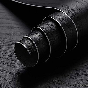 Oxdigi Black Wood Contact Paper - 23.6 x 196 Inches - Self-Adhesive, Removable and Waterproof - Ideal Peel and Stick Wallpaper for Cabinet, Countertop, Desktop, Rental Property, Kitchen