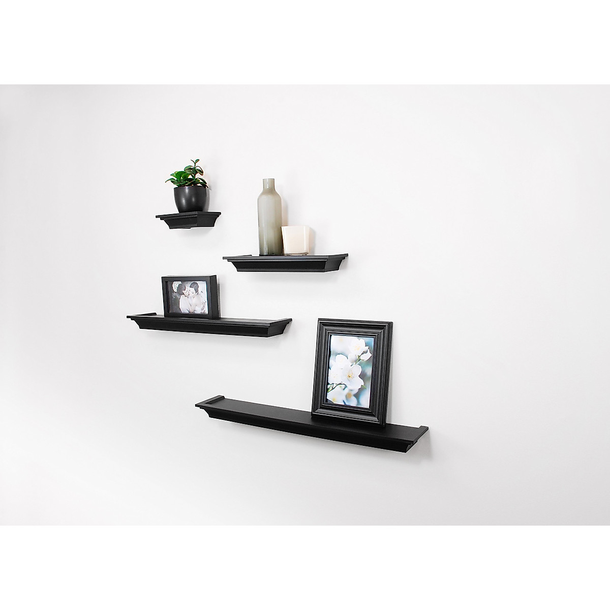 Kiera Grace Classic Multi Length Shelves, Black, Set of 4