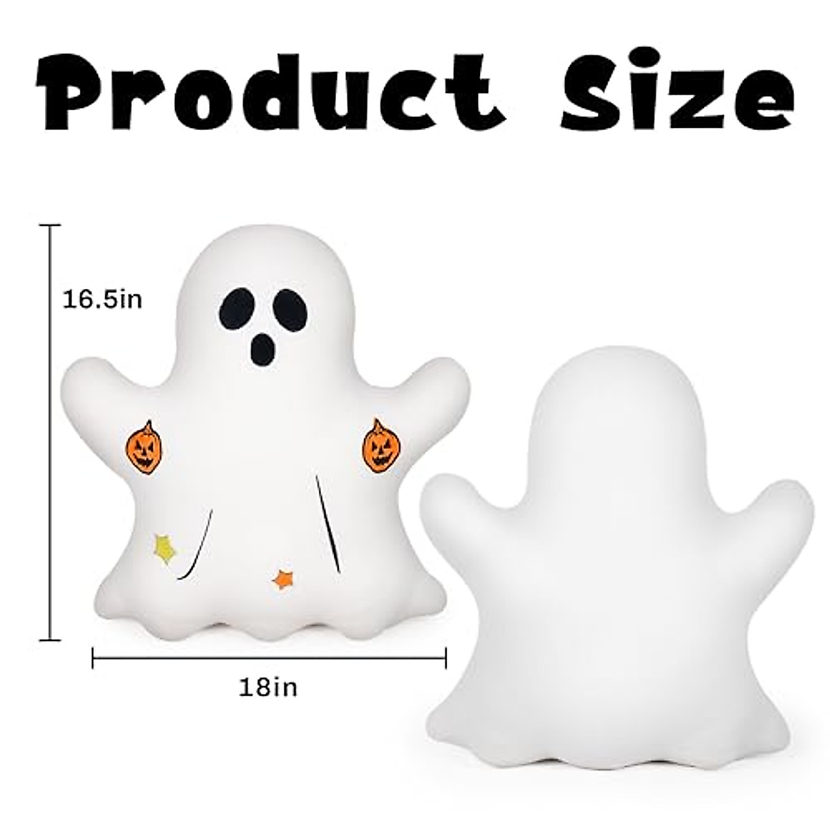 OurHonor 16.5" Ghost Pillow Halloween Throw Pillows Cute Stuffed Animals Plush, Ghosts Shaped Spooky Plushies Doll Toy Decorative for Home Party Decor (Pumpkin)