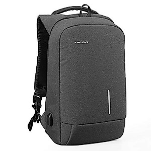 Kingsons Laptop Backpack, Slim Business Travel Computer Bag with USB Charging Port Anti-Theft Water Resistant for 15.6 Inch Laptop Rucksack for men