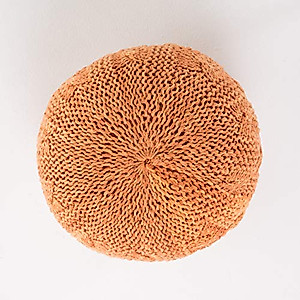 Christopher Knight Home Astra Indoor/Outdoor Fabric Weave Pouf, Orange