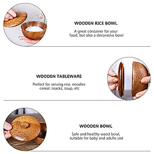 Wood Bowl Nut Bowls Wooden Serving Bowl With Lid Natural Wood Kids Rice Bowl Salad Noddle Soup Dish Food Container Seasoning Holder For Home Kitchen Pepper Box Japanese Wooden Bowl