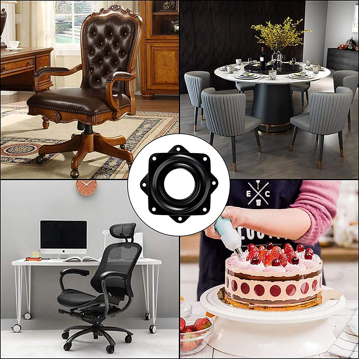 Fasmov 16 Pack 4-Inch Lazy Susan Turntable Bearings, 5/16” Thick Swivel Plate for Serving Trays, Kitchen Cabinet, Craft Project, Makeup Holder