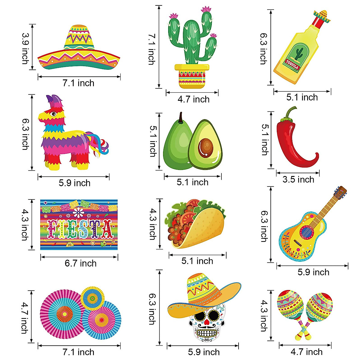 30 Pieces Mexican Fiesta Hanging Swirl Decorations, Cardstock Mexican Fiesta Cinco De Mayo Taco Twosday Birthday Theme Foil Ceiling Party Supplies for Boys Girls Baby Shower Party Favors