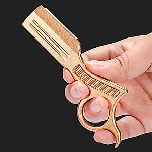 Yintal Men Shaving Straight Razor,Barber Tools Salon Manual Shaver Beard Hair Trimmer razors,Metal Replaceable Blades Clipper Holder (Gold)