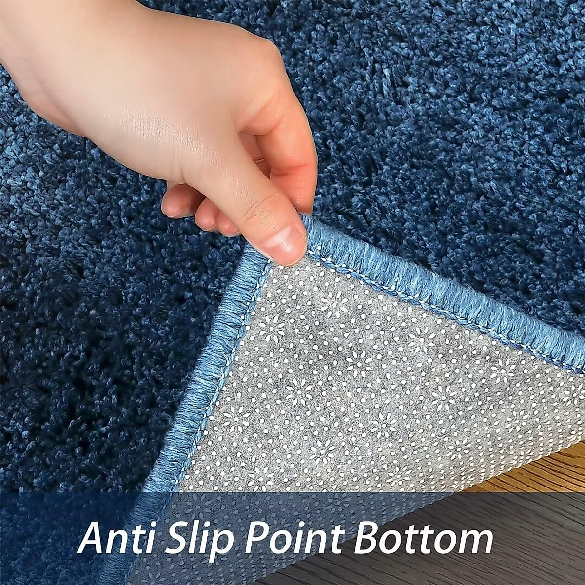 WESTLOOM Area Rug 9x12 Indoor Modern Plush Area RugSolid Shag Area Rug Non Slip Non Shedding Thick Rug for Living Room Bedroom Home Decor, Navy