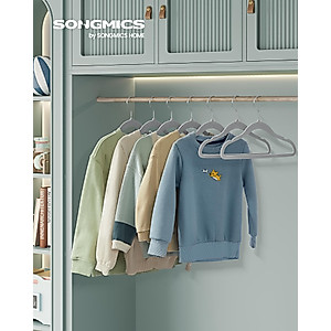 SONGMICS Baby Hangers 50 Pack, Kids Hangers for Closet, 11.8 x 8.1 Inches, Silver 360° Swivel Hooks, Space-Saving Clothes Hangers, Velvet Hangers for Nursery, Non-Slip, Dove Gray UCRF027G05