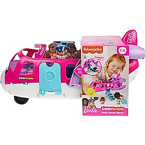 Fisher-Price Little People Barbie Toddler Toy Little Dream Plane with Lights Music & Figures for Pretend Play Ages 18+ Months