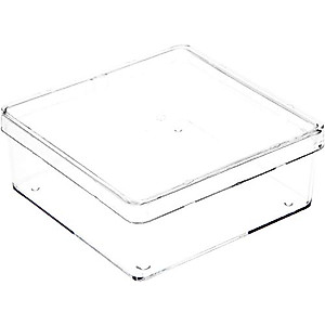 Pioneer Plastics 006C Clear Extra Small Square Plastic Container, 2.875" W x 2.875" D x 1.0625" H