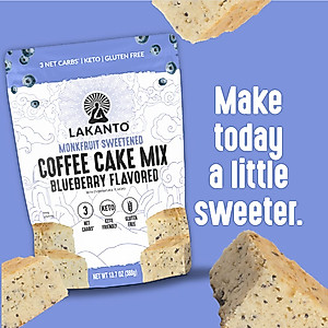 Lakanto Blueberry Coffee Cake Mix - Sweetened with Monk Fruit Sweetener, Keto Diet Friendly, Gluten Free, 3 Net Carbs (13.7 oz)