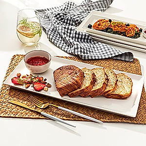 Sweese 703.101 White Serving Platters, Porcelain Serving Trays for Parties, Rectangular Plates - 15.5 Inch, Set of 4