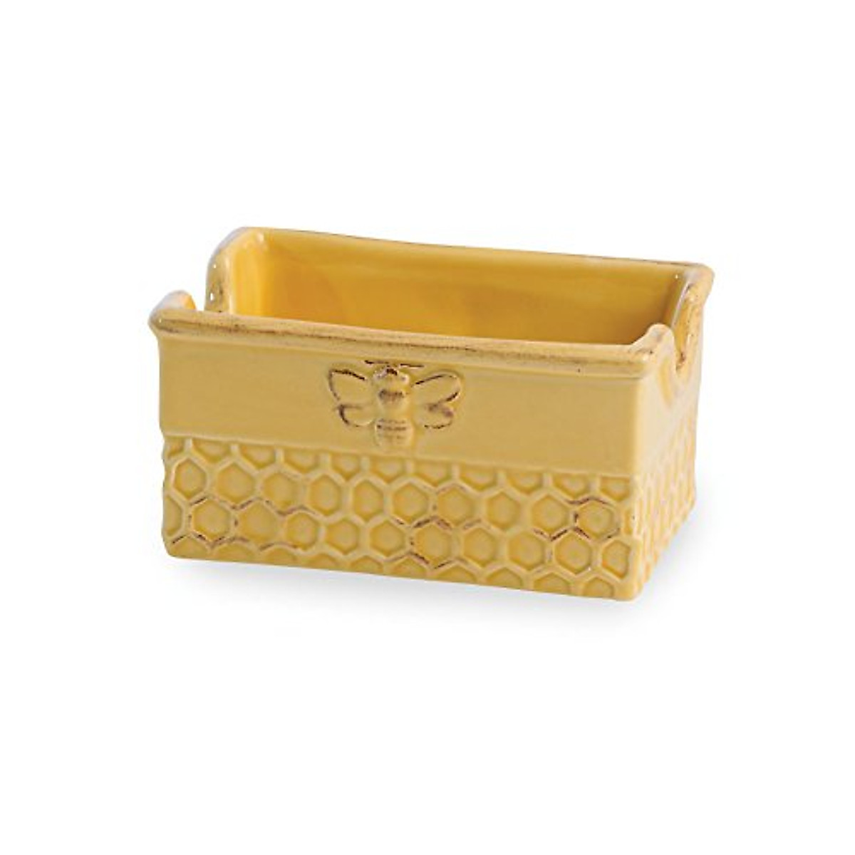Boston International Ceramic Sugar Packet Holder, Honeycomb 4 x 2.75-Inches