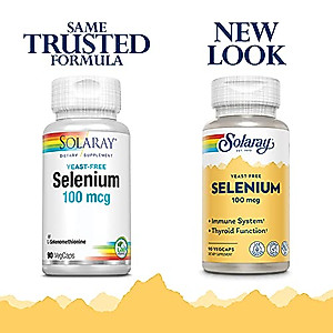 Solaray Yeast Free Selenium 100mcg, Healthy Immune & Thyroid Function Support, Enhanced Absorption, 90 Serv, 90 VegCaps