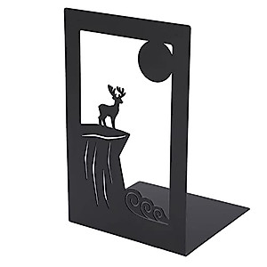 Book Holder, Upright Wide Applicability Metal Bookends with 4 Antislip Foam Pads for Books for Schools for CDs for Office (Cliff Deer)