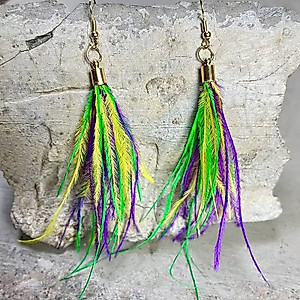twinkle eye Mardi Gras Exaggerated Accessories Earrings Glittering Gretel Feather Metal Mesh Earrings,Carnival Party Fashion Populae Drop Dangle Earrings Jewelry