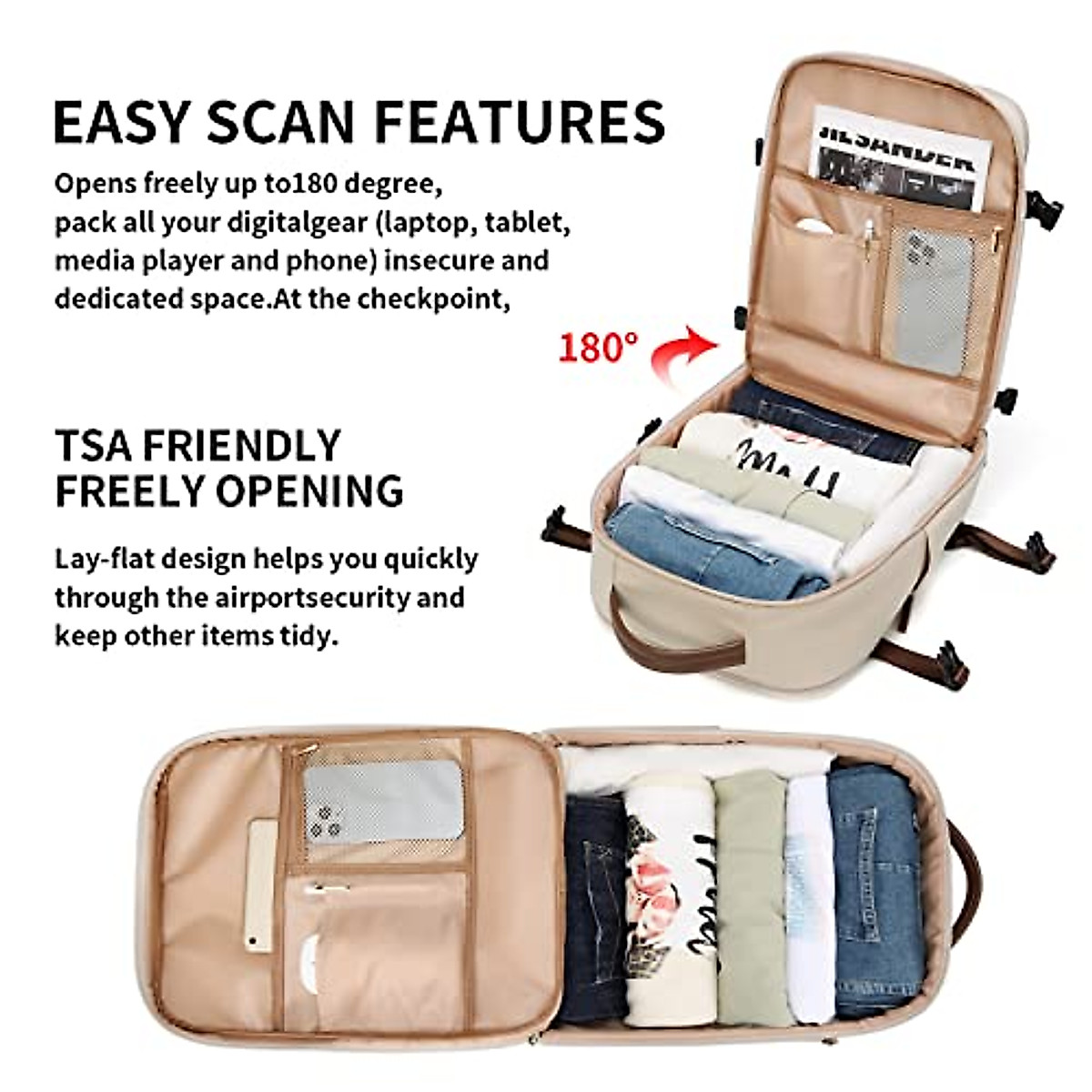 GOLF SUPAGS Laptop Backpack with Separate Laptop Compartment Fits 15.6 Inch Notebook Large Capacity Computer Bag for Women Work Travel College Backpacks (Apricot)