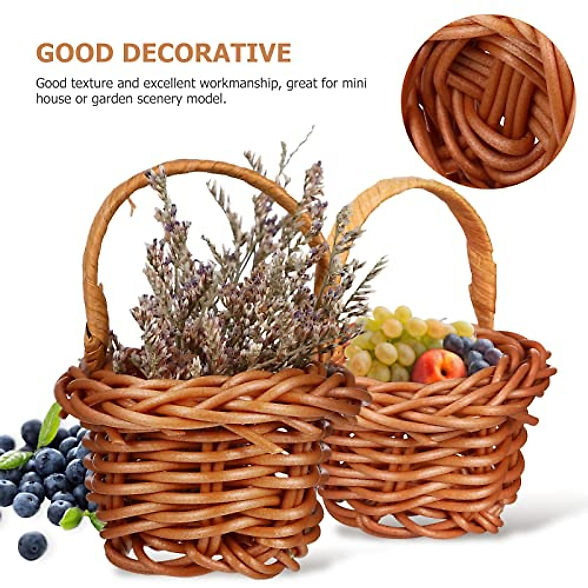 Wicker Basket 8pcs Mini Woven Baskets Miniature Picnic Baskets with Handles Farmhouse Small Basket Wedding Candy Gift Baskets Tiny Hamper Baskets for Wedding Xmas Tree Ornaments Woven Basket