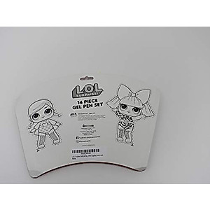 L.O.L Surprise Dolls Gel Pens on Card, Assorted Colors Glitter Pen Writing Tool Collectible, Stocking Stuffers, Party Favors, Goodie Items & Gift for Kids, Girls School & Office Supplies (14 Pcs Set)