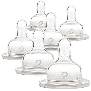 Dr. Brown's Original Wide-Neck Nipple, Level 2 (3m+), 6-Pack