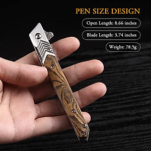 ITOKEY Pocket Knife for Men, Tanto Folding Knife with Sheath, EDC Knifes, Slim Gentleman's Knife, Cool Knives for Men Everyday Carry Outdoor