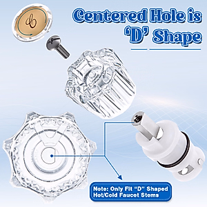 Dreyoo Bathroom Sink Knobs Replacement, Bathtub Faucet Handles with 4 Index Buttons, Compatible with Delta/LDR/Delex/Peerless Faucets, Hot and Cold Faucet Handles Replacement in Clear Acrylic