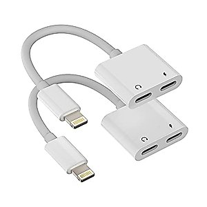 2pack,Compatible for iPhone Headphone Adapter Double Compatible with Lightning Port to Audio Jack and Charger Earphone Charging Splitter 11 12Mini pro xs xr 7 8 for ipad Connector Converter for Apple