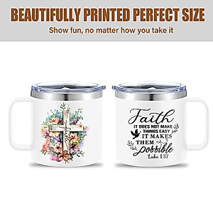 WWHSAI Christian Gifts for Women - Faith Bible Verse Gifts Baptism Coffee Cup - Inspirational Religious Birthday Presents for Women - Catholic Spiritual Christmas Presents Tumbler for Girl Friend 14oz