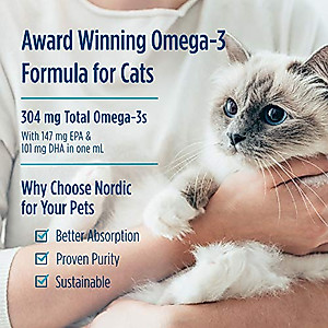 Nordic Naturals Omega-3 Cat, Unflavored - 2 oz - 304 mg Omega-3 Per One mL - Fish Oil for Cats with EPA & DHA - Promotes Heart, Skin, Coat, Joint, & Immune Health - Non-GMO
