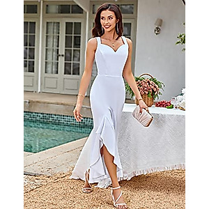 GRACE KARIN Women's Formal Dress Sweetheart Neck Split Bodycon Mermaid Evening Cocktail Long Dresses White 2XL