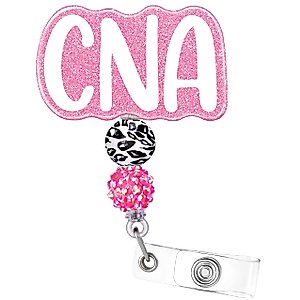 Plifal CNA Badge Reel Holder Retractable with ID Clip for Nurse Nursing Name Tag Card Cute Certified Nurse Aid Light Rose White Alligator Clip Hospital Work Accessories