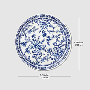 Coterie Blue Floral Paper Plates (Set of 10 Large Plates) - Blue and White Decorative Paper Plates for Bridal Shower, Baby Shower, Tea Party and More - Floral Party Supplies | 9.25” Fancy Paper Plates