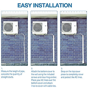 4" W 9Ft L Line Set Cover Kit for Mini Split Air Conditioners Decorative PVC Slim Line Cover for Central AC & Heat Pumps Systems Tubing Cover
