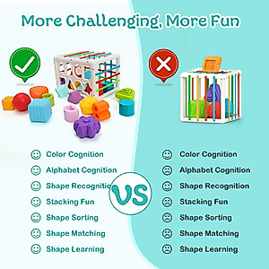 3 in 1 Baby Toys 6 to 12 Months, Baby Teething Toys & Pull String & Shape Sort Cube Sensory Toys, Montessori Toys for Babies 6-12 Months, Infant Toys 6-9-12-18 M+, Gifts for Baby Toys 12-18 Months