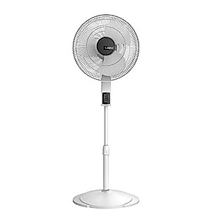 Lasko S16614 Oscillating 16″ Adjustable Pedestal Stand Fan with Timer, Thermostat and Remote for Indoor, Bedroom, Living Room, Home Office & College Dorm Use, 16 Inch, White
