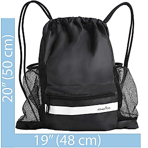 Athletico Drawstring Soccer Bag - Soccer Backpack Can Also Carry Baskeyball or Volleyball (Black)