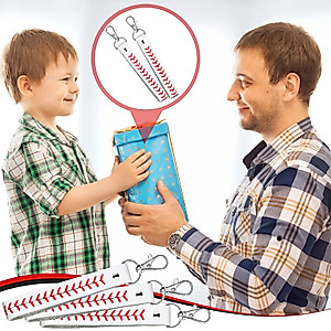 Inbagi 6 Pcs Leather Baseball Keychains for Boys White Seamed Keychain Sports Softball Keychains Baseball Gifts for Boys Wristlet Strap Keychain for Car Purse Accessories Players Sports Team Souvenir