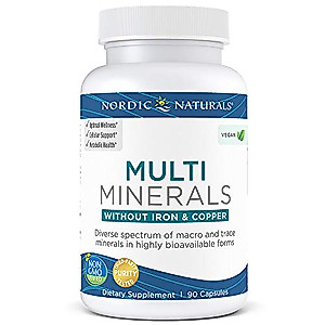 Nordic Naturals Multi Minerals Without Iron & Copper, Unflavored - 90 Capsules - 9 Essential Minerals to Support Cellular Health - Optimal Health & Wellness - Certified Vegan - Non-GMO - 30 Servings